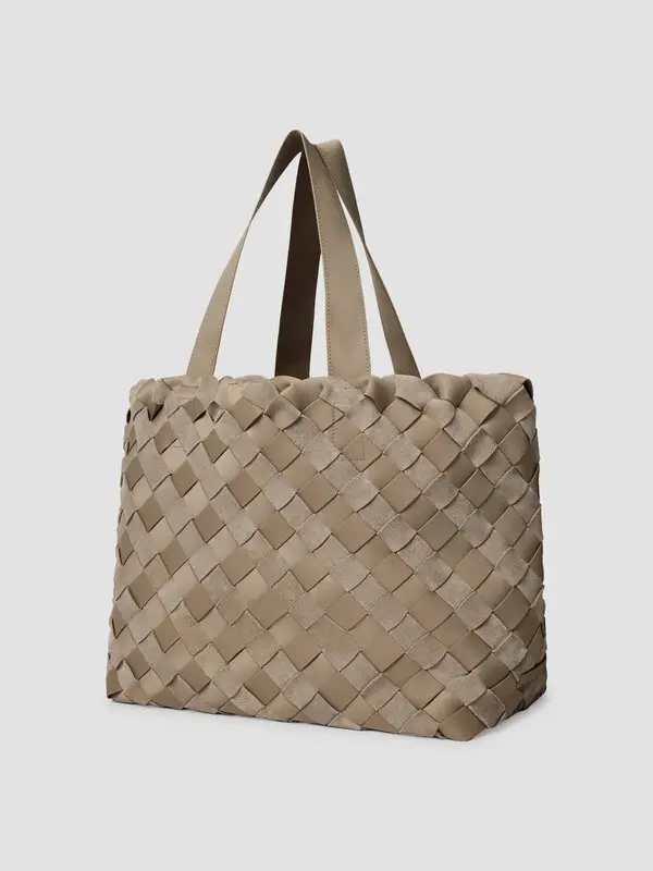 NAGHEDI Como Medium Striped Suede Tote Bag - Bluff