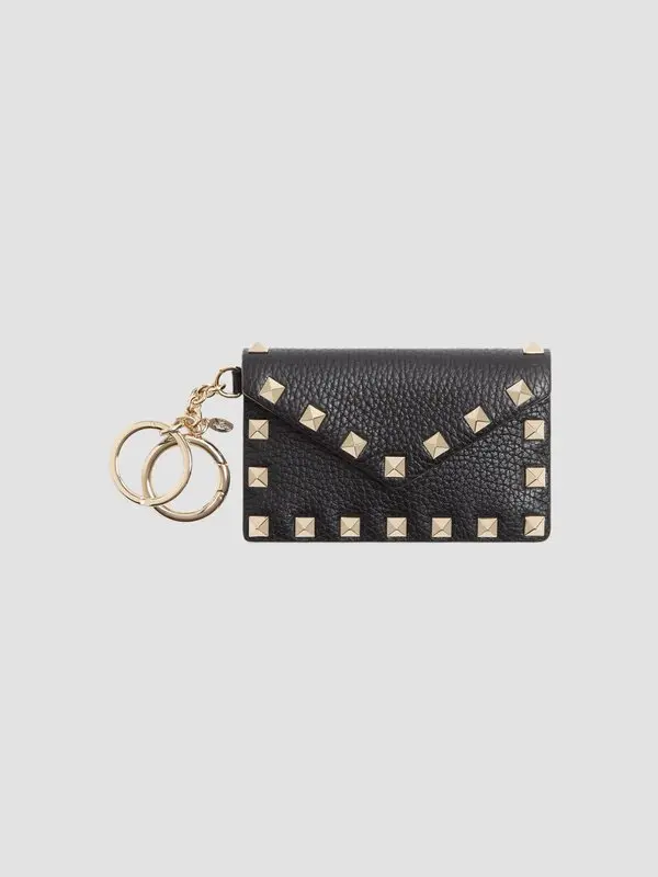 Valentino Garavani Rockstud Charm In Grainy Calfskin - Black