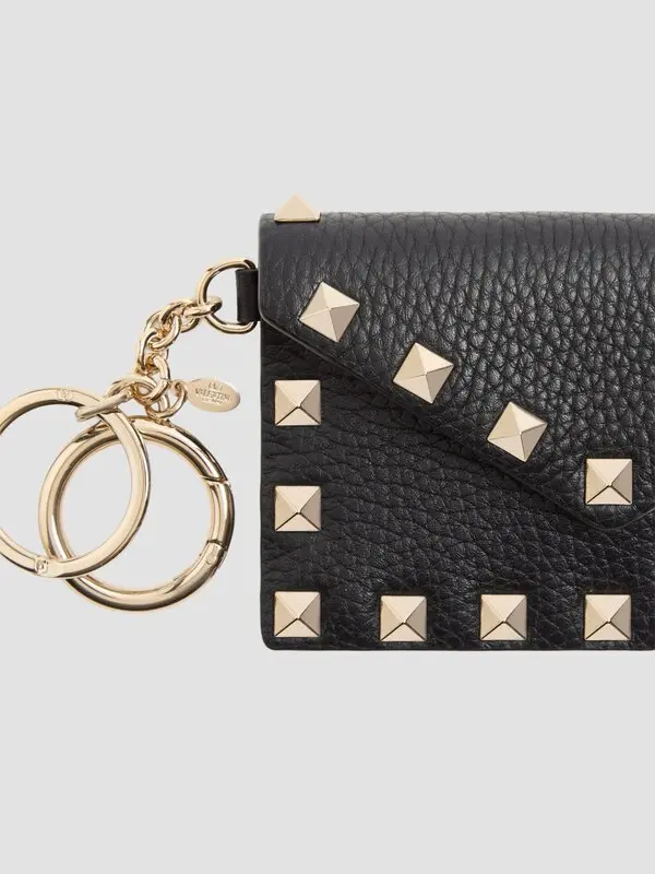 Valentino Garavani Rockstud Charm In Grainy Calfskin - Black