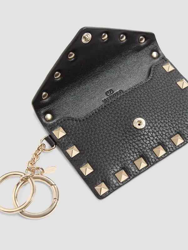 Valentino Garavani Rockstud Charm In Grainy Calfskin - Black