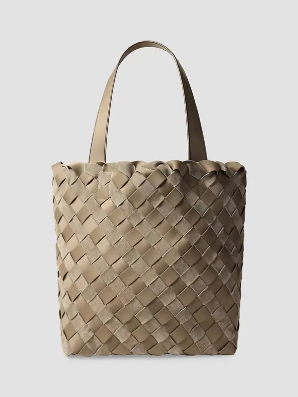 NAGHEDI Como Shopper Striped Suede Tote Bag
