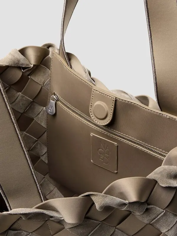 NAGHEDI Como Shopper Striped Suede Tote Bag