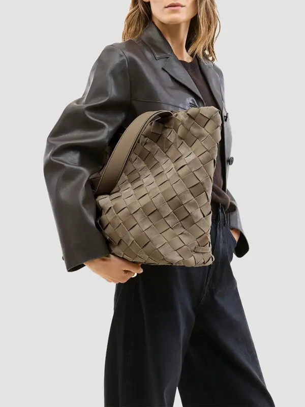 NAGHEDI Como Shopper Striped Suede Tote Bag