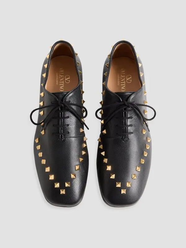 Valentino Garavani Derby Rockstud In Kidskin