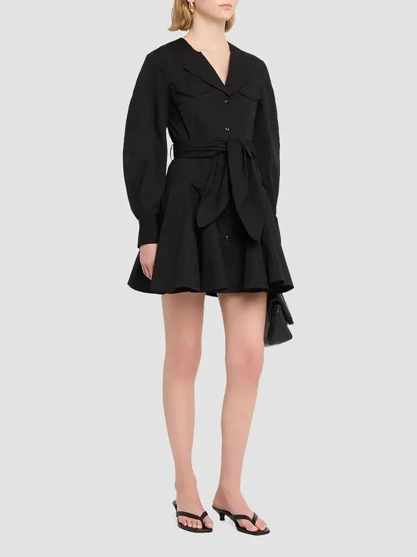 GANNI Seamed Stretch-cotton Mini-shirtdress