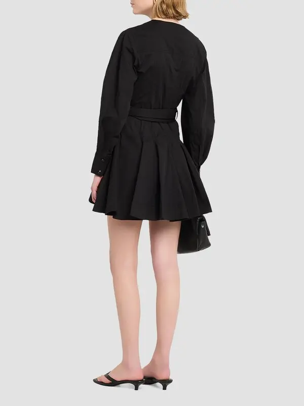 GANNI Seamed Stretch-cotton Mini-shirtdress
