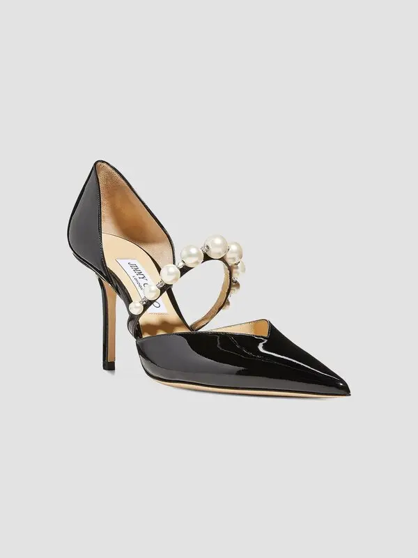JIMMY CHOO Aurelie D'orsay 85mm Pearl & Patent Leather Pumps
