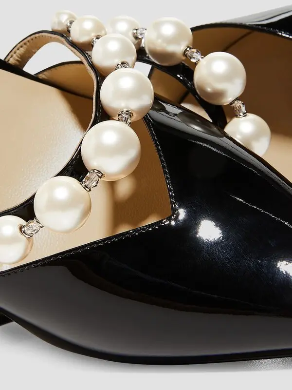 JIMMY CHOO Aurelie D'orsay 85mm Pearl & Patent Leather Pumps