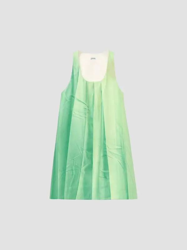 Loewe Pleated Leather Minidress - Green