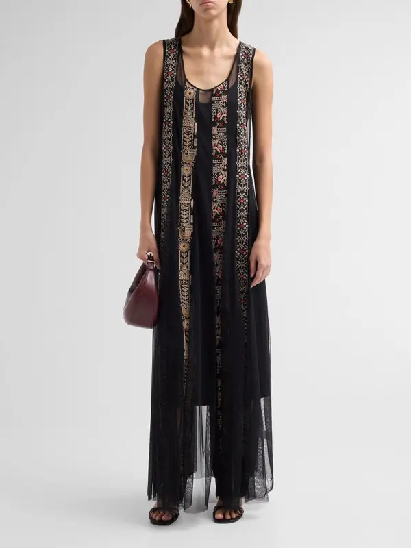 Johnny Was Ilenia Mesh Maxi Slipdress