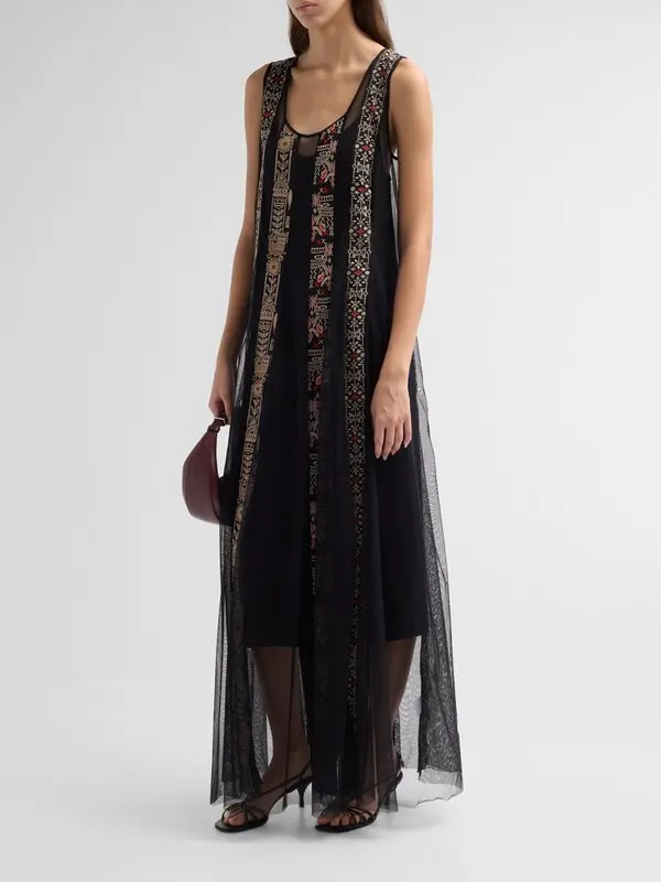 Johnny Was Ilenia Mesh Maxi Slipdress