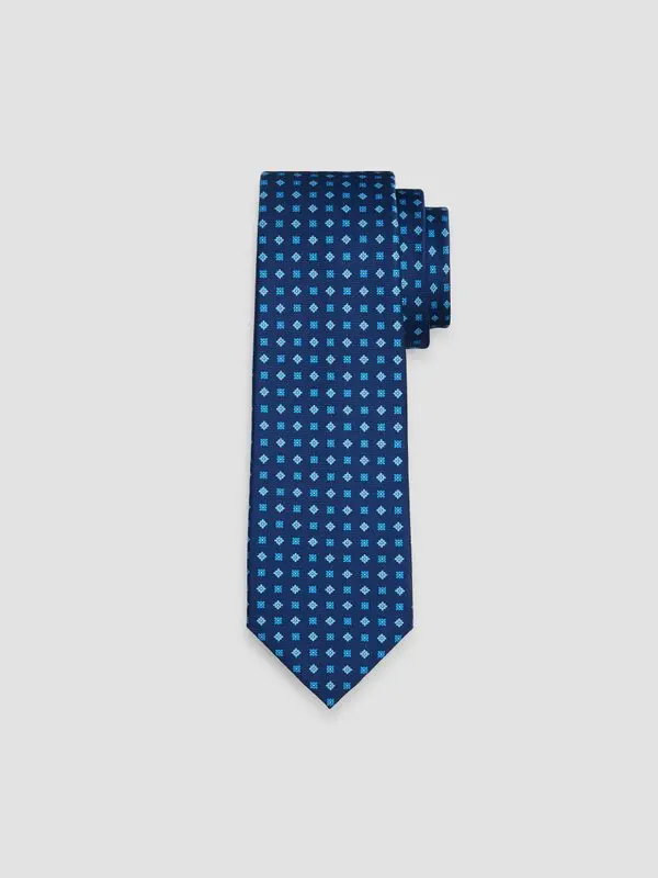 Kiton Mini Geometric Silk Tie - Navy