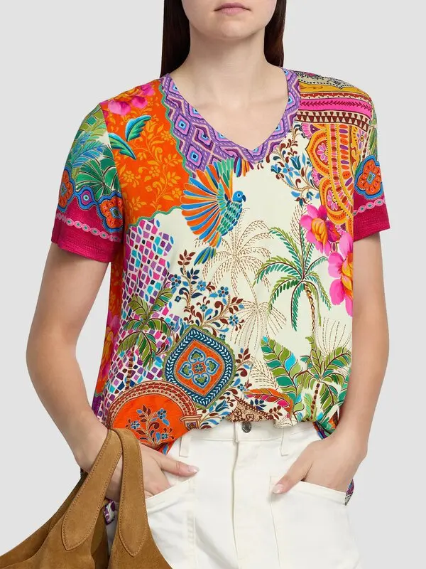 Johnny Was The Janie Printed V-neck T-shirt