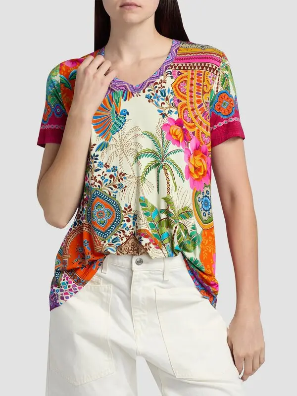 Johnny Was The Janie Printed V-neck T-shirt