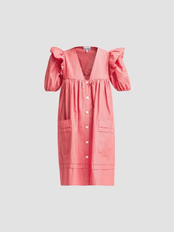 GANNI Oxford Stripe Angel Minidress