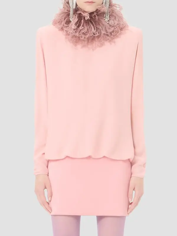 Valentino Garavani Short Georgette Dress With Feathers - Pink