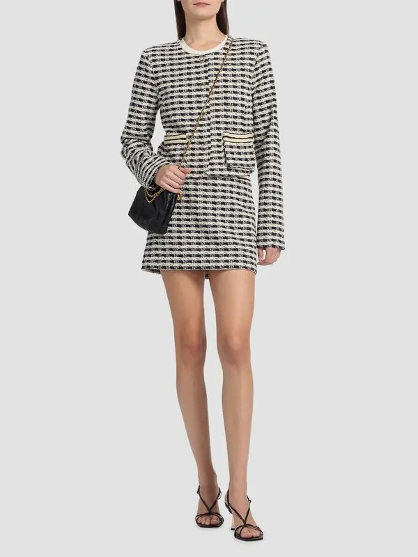 Ramy Brook Charlie Houndstooth A-line High-waisted Miniskirt