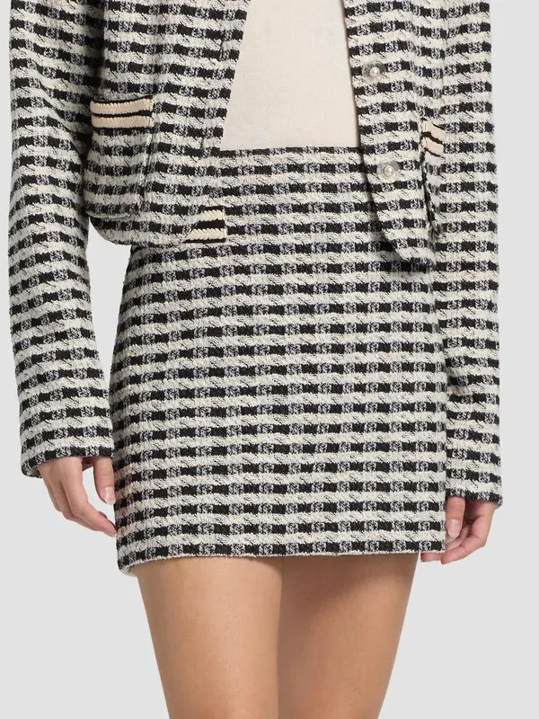 Ramy Brook Charlie Houndstooth A-line High-waisted Miniskirt