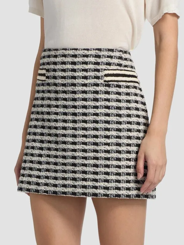 Ramy Brook Charlie Houndstooth A-line High-waisted Miniskirt