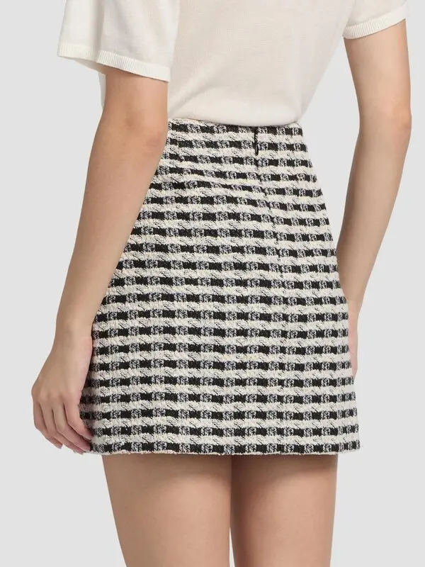 Ramy Brook Charlie Houndstooth A-line High-waisted Miniskirt