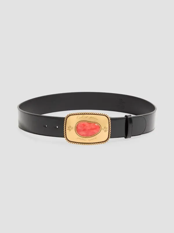 Valentino Garavani Gaudium Belt In Shiny Calfskin Mm - Black