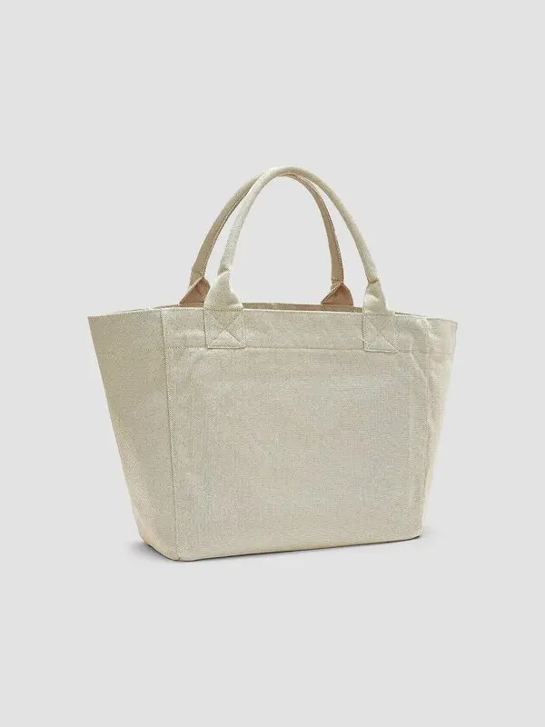 GANNI Medium Embroidered-logo Graphic Cotton Canvas Shopper Tote Bag