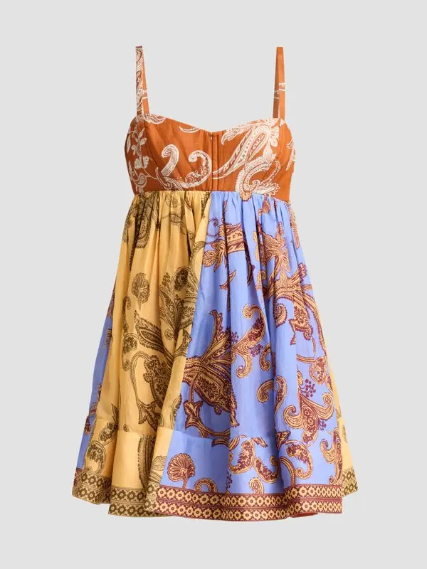 Hemant & Nandita Printed Linen-blend A-line Mini Dress