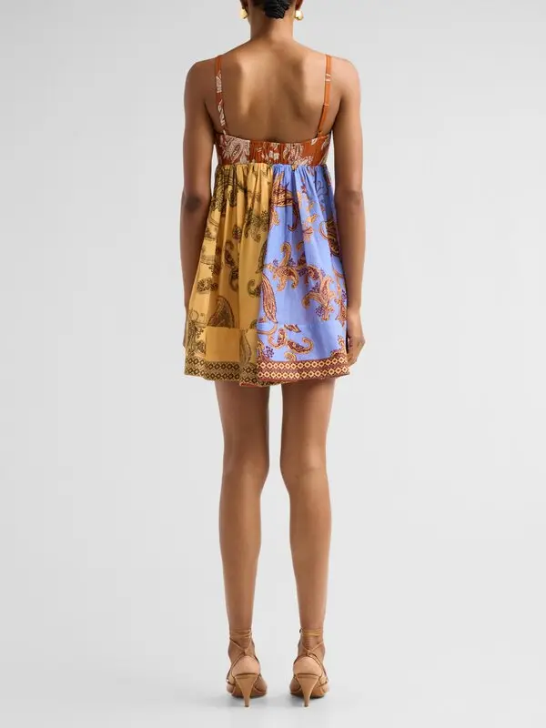 Hemant & Nandita Printed Linen-blend A-line Mini Dress