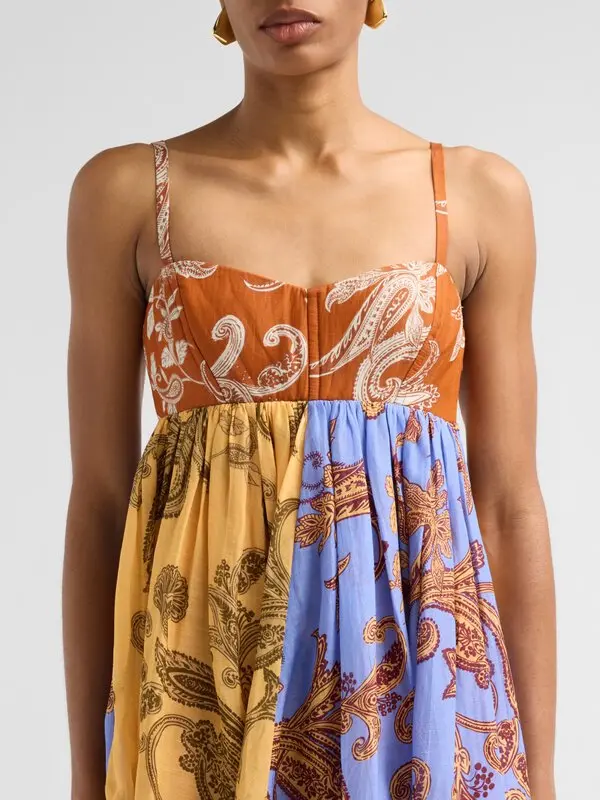 Hemant & Nandita Printed Linen-blend A-line Mini Dress