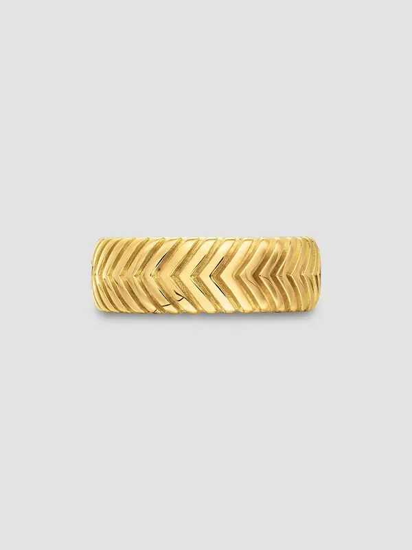 David Yurman Chevron Band Ring In 18k Yellow 8mm