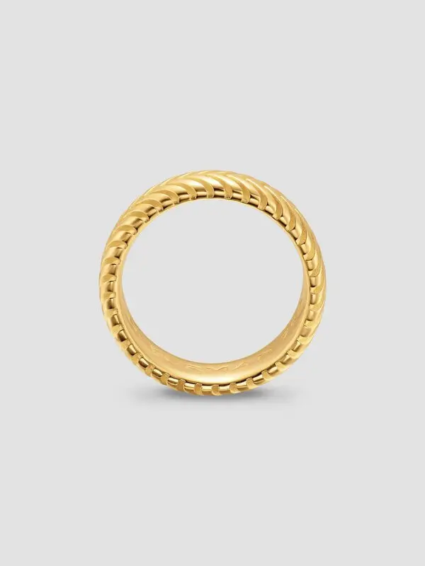 David Yurman Chevron Band Ring In 18k Yellow 8mm