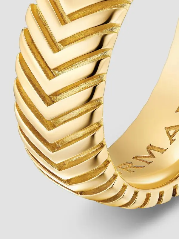 David Yurman Chevron Band Ring In 18k Yellow 8mm