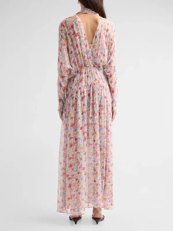 GANNI Textured Silk Georgette Maxi Dress