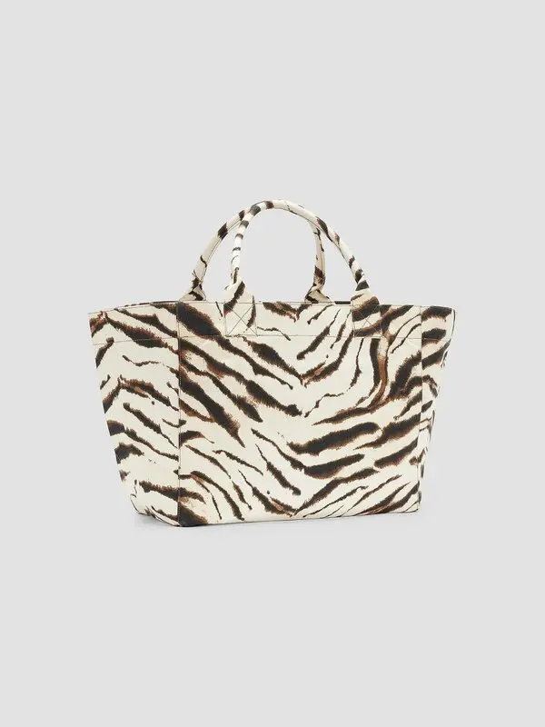 GANNI Extra-large Zebra-print Cotton Tote Bag