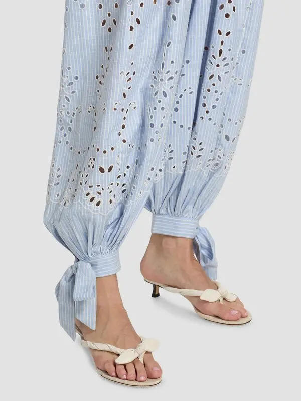 Hemant & Nandita Eyelet Striped Cotton-blend Harem Pants