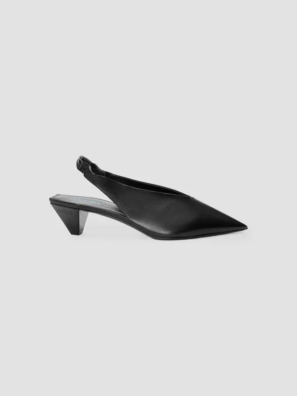 Loewe Origami Cubic 45mm Leather Slingback Pumps - Black