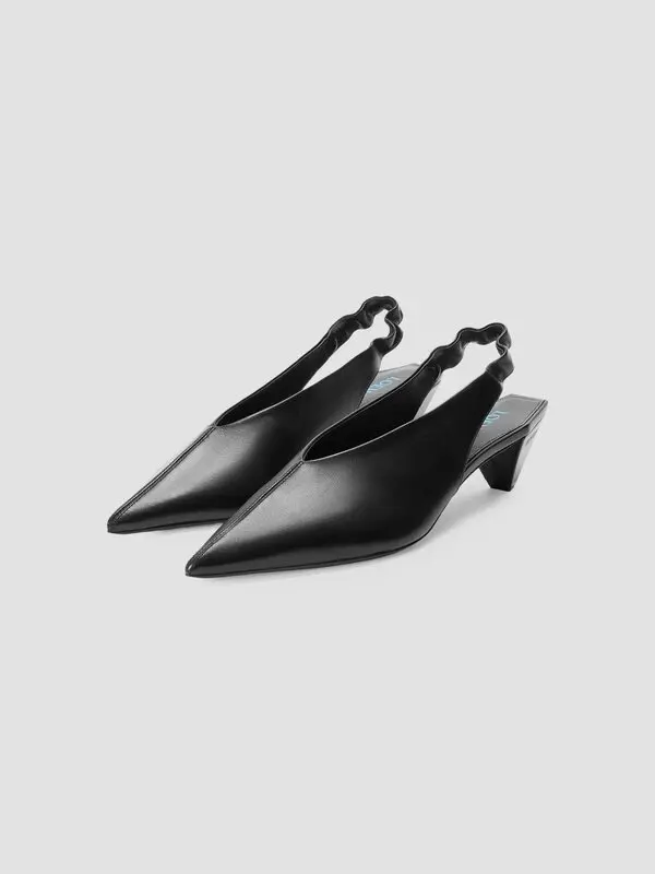 Loewe Origami Cubic 45mm Leather Slingback Pumps - Black