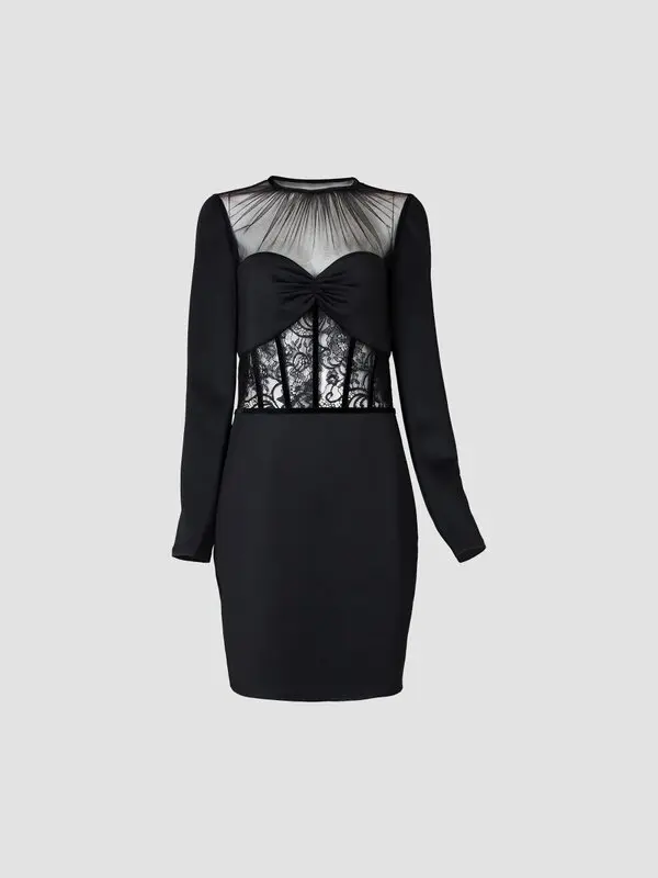 Tadashi Shoji Illusion Lace Sheath Cocktail Dress - Black