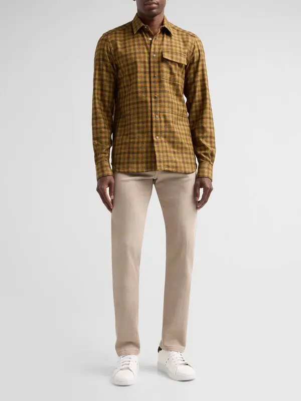 Kiton Buba Plaid Cashmere Snap-front Shirt
