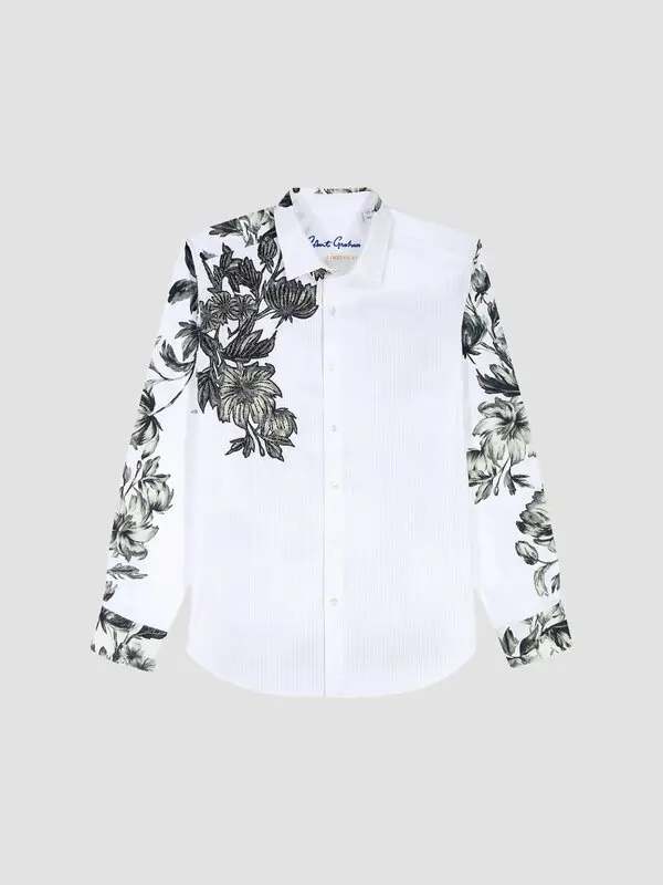 Robert Graham Le Striped Floral Cotton Shirt