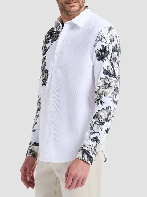 Robert Graham Le Striped Floral Cotton Shirt