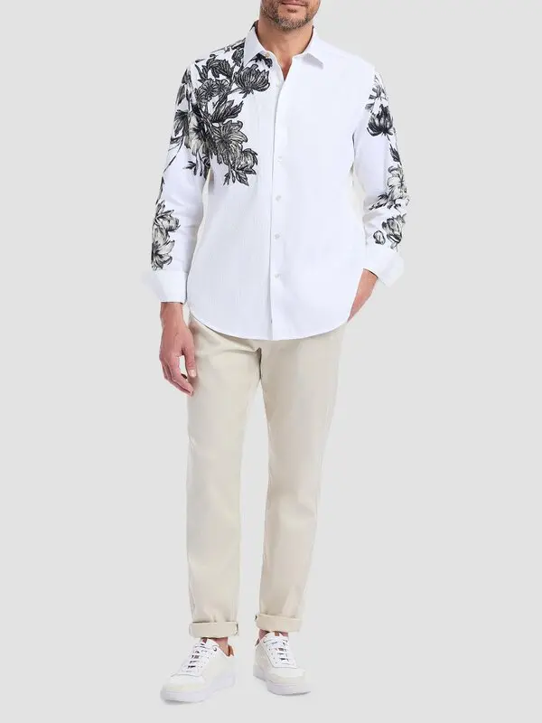 Robert Graham Le Striped Floral Cotton Shirt