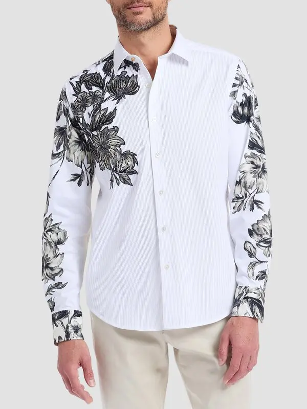 Robert Graham Le Striped Floral Cotton Shirt