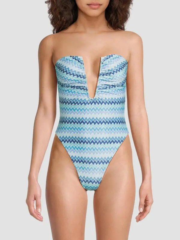 Ramy Brook Chevron Bianka Lurex One-piece Swimsuit