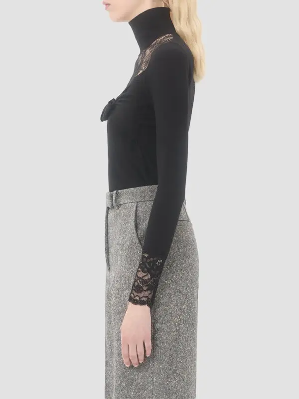 Valentino Garavani Wool Sweater With Lace - Black