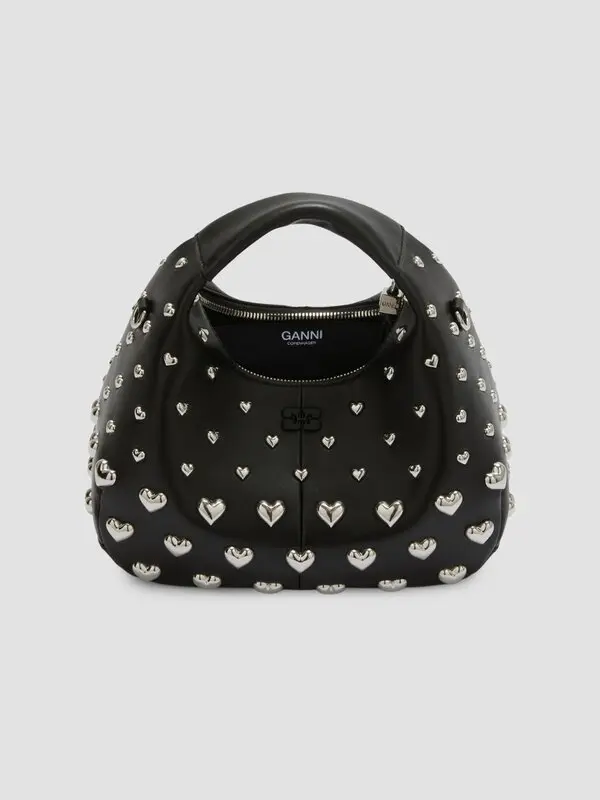 GANNI Mini Heart-embellished Hobo Bag