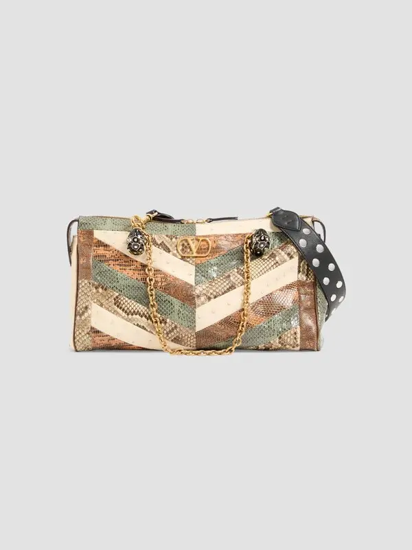 Valentino Garavani Panthea Medium Shoulder Bag In Exotic Leather - Multicolored