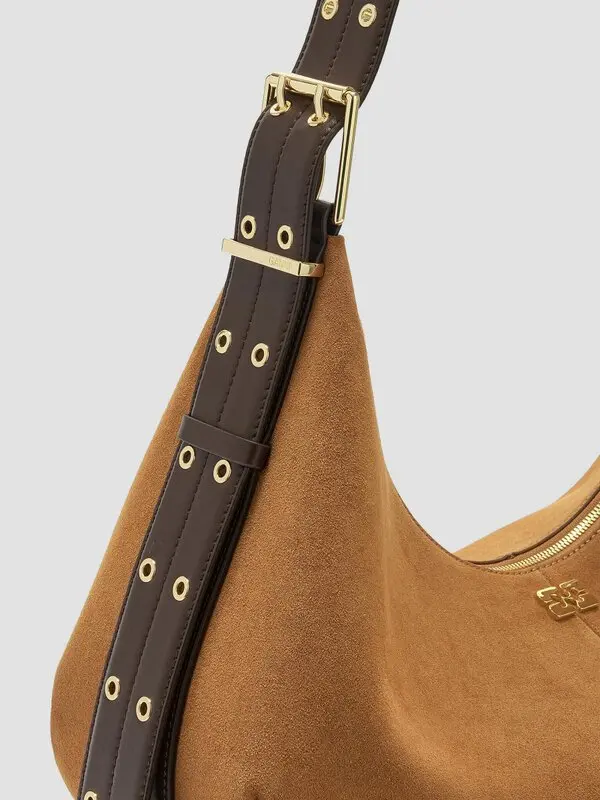GANNI Medium Suede Hobo Bag