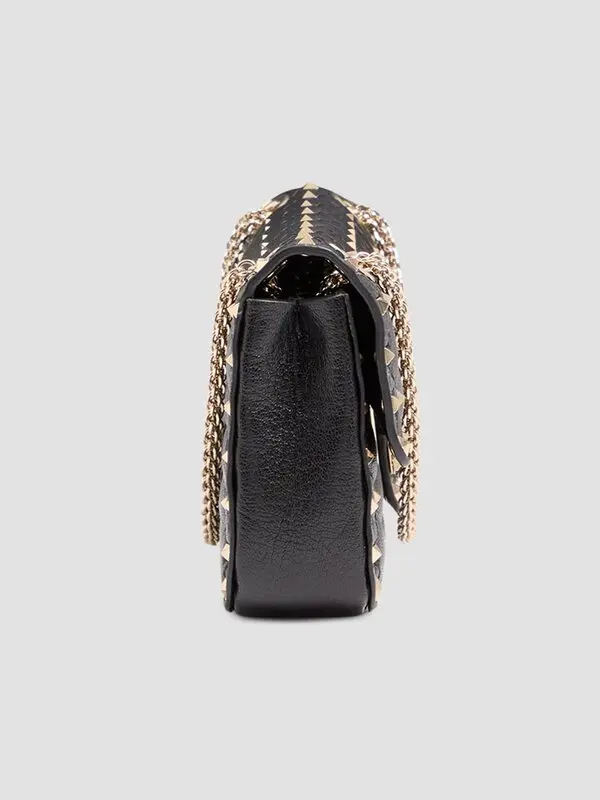 Valentino Garavani Rock Stud Spike Medium Shoulder Bag In Kidskin - Black
