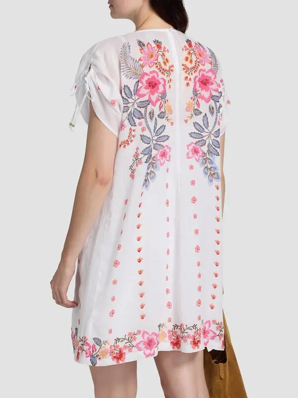 Johnny Was Floral-embroidered Shift Minidress